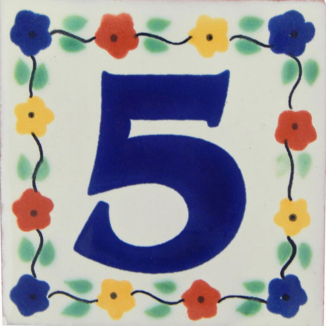 Mexican Ceramic Tile House Number Home Address Floral Tile 5 - Etsy