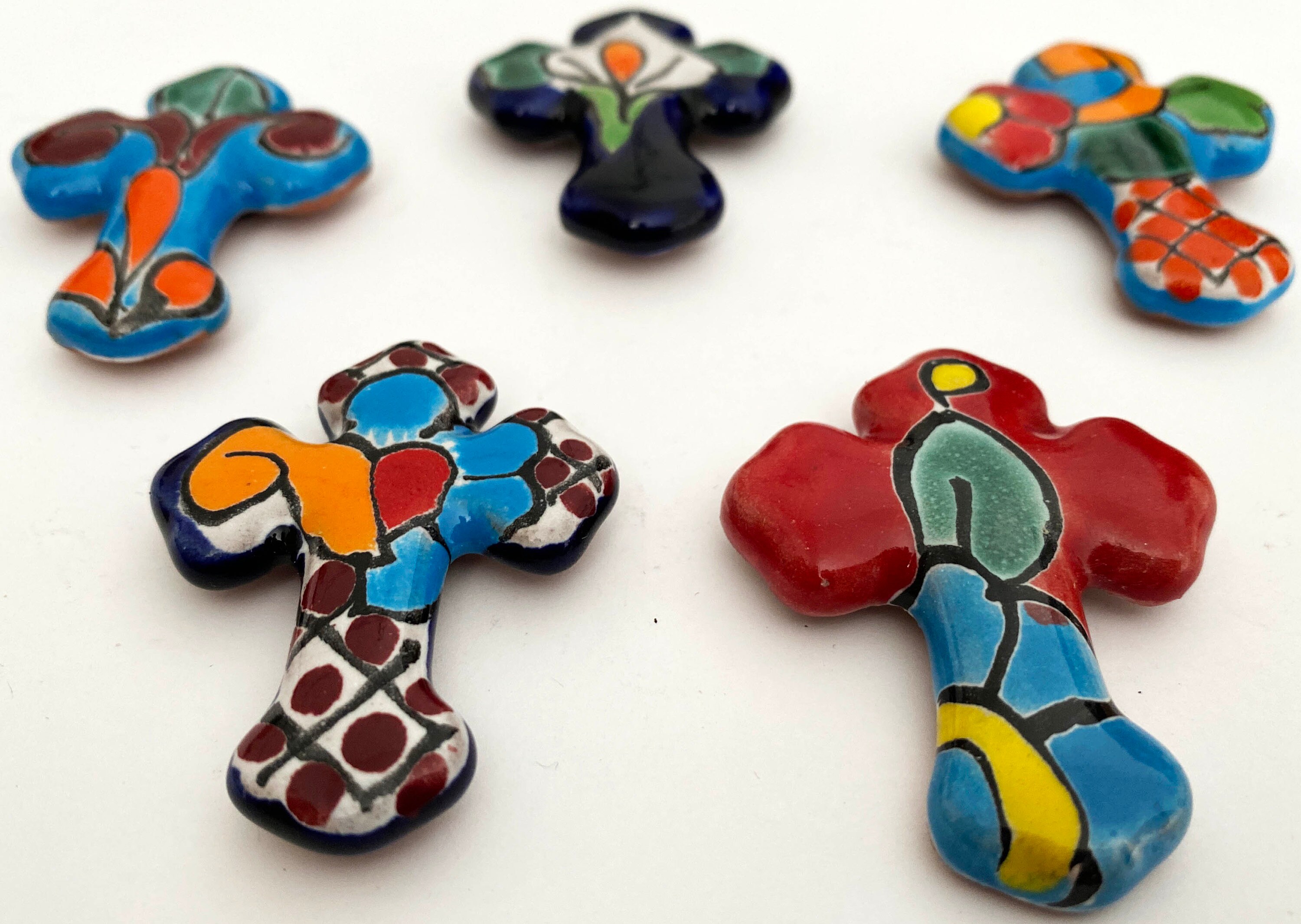 Mexican Talavera Cross Hand Painted Ceramic Magnet Set 5 Pcs - Etsy