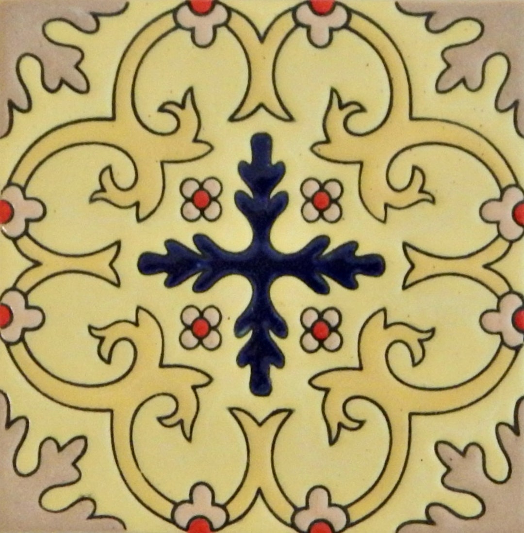 Mexican Tile Malibu Santa Barbara Tile Cuerda Seca Decorative Wall 5-1/ ...