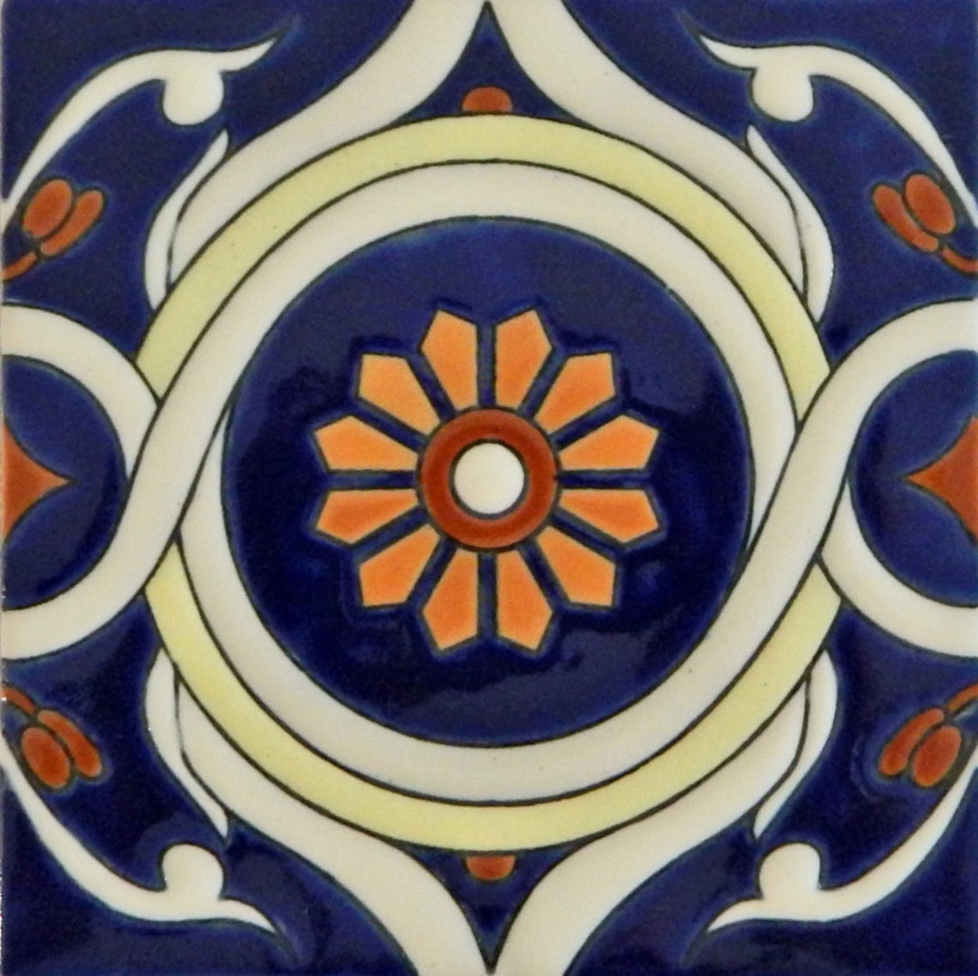 Mexican Tile Malibu Santa Barbara Tile Cuerda Seca Decorative Wall 5-1/ ...