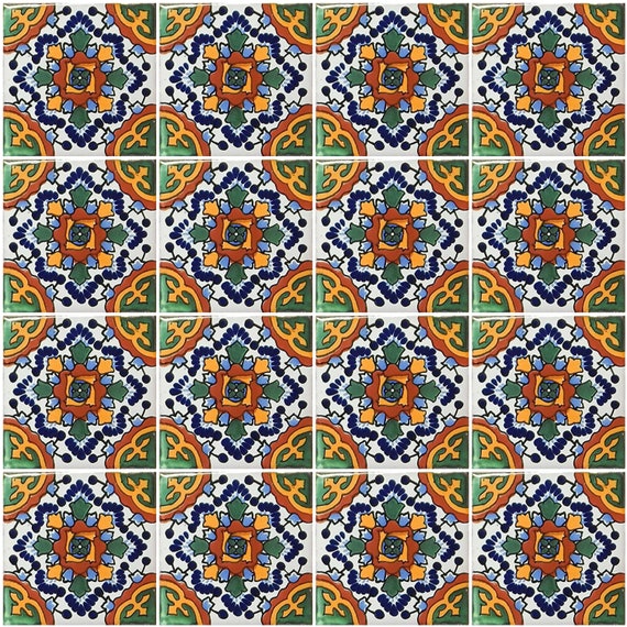 40 Pieces Mexican Talavera Tiles Handmade Mixed Designs | Etsy