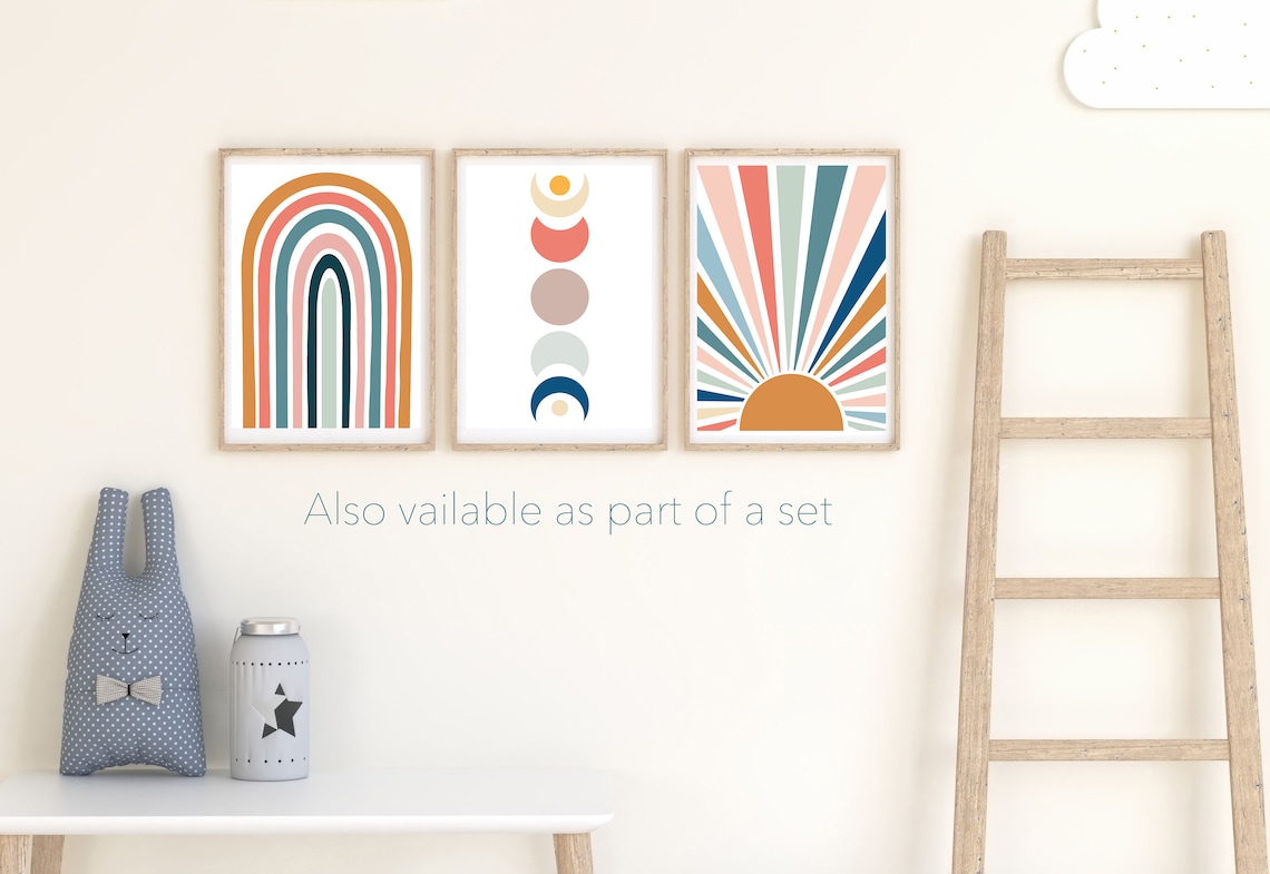 Boho Rainbow Nursery Print Nursery Printable Art Minimalist - Etsy