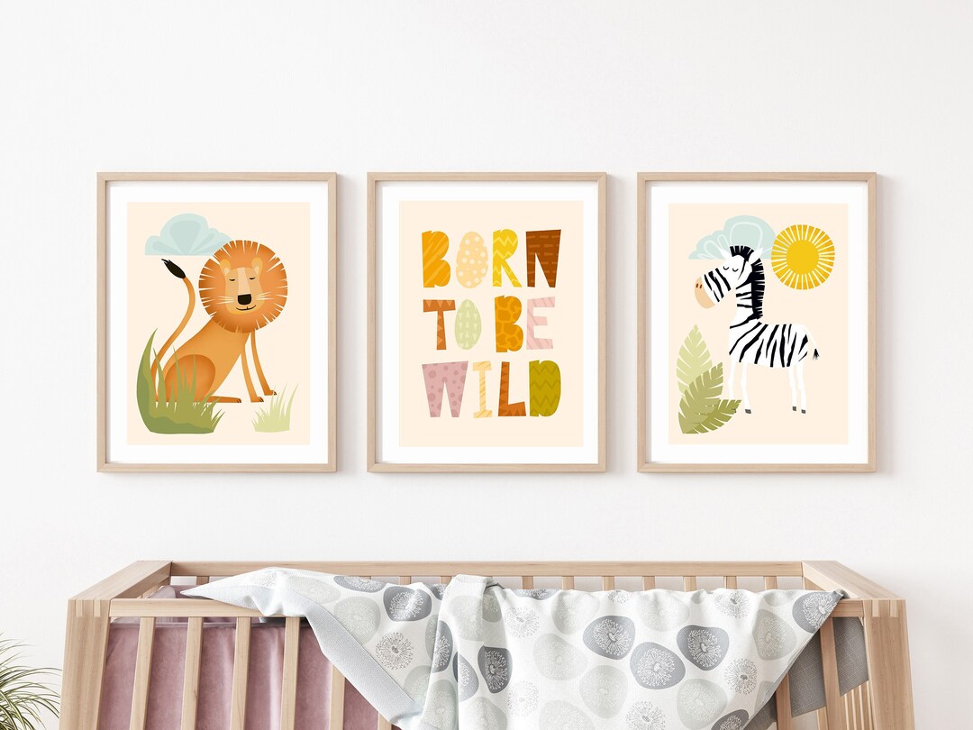Boho Kids Room Set of 3 Safari Retro Nursery Decor African - Etsy