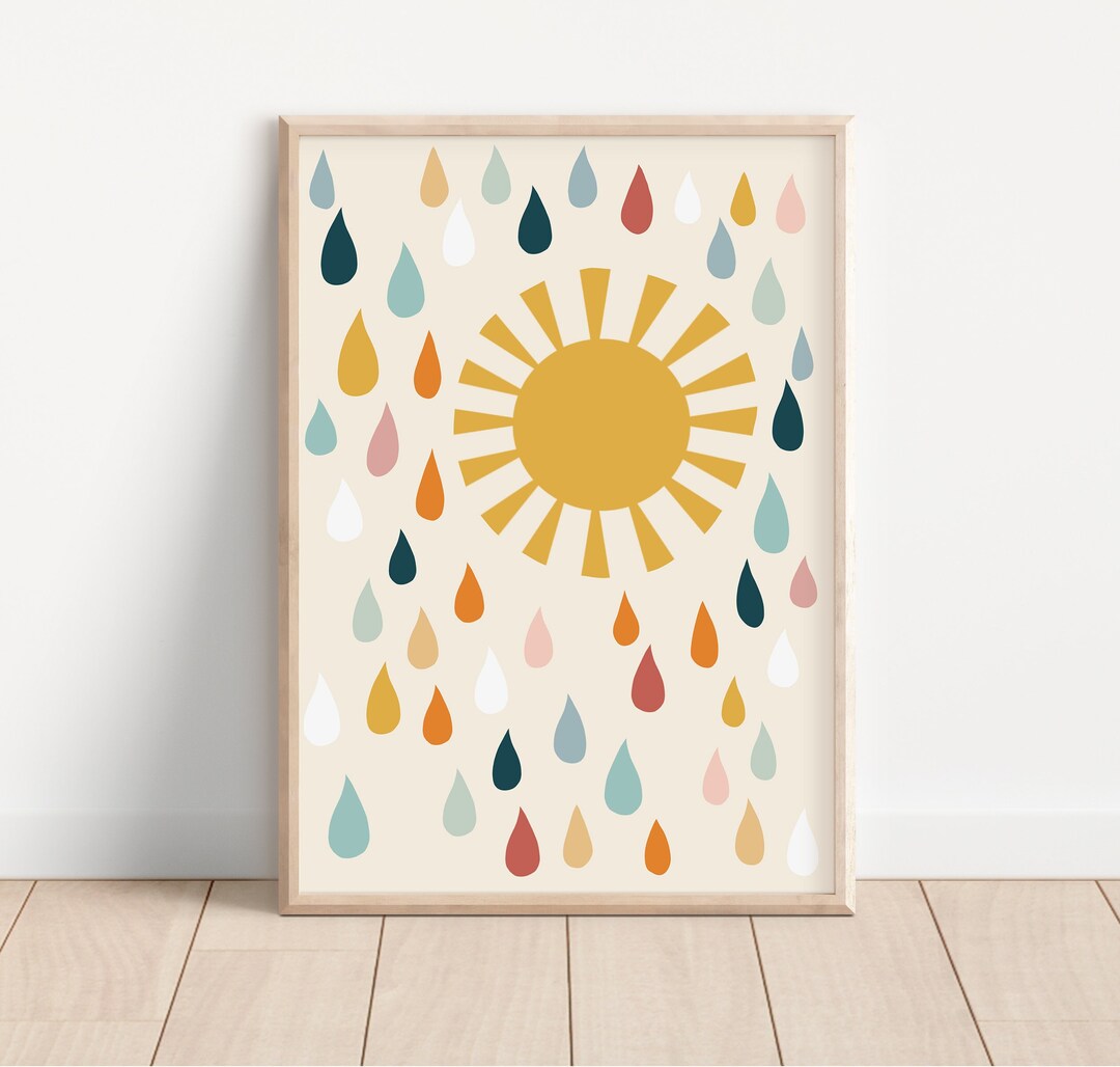 Raindrop Nursery Prints, Rain Drops Nursery Wall Art, Baby Shower Gift ...