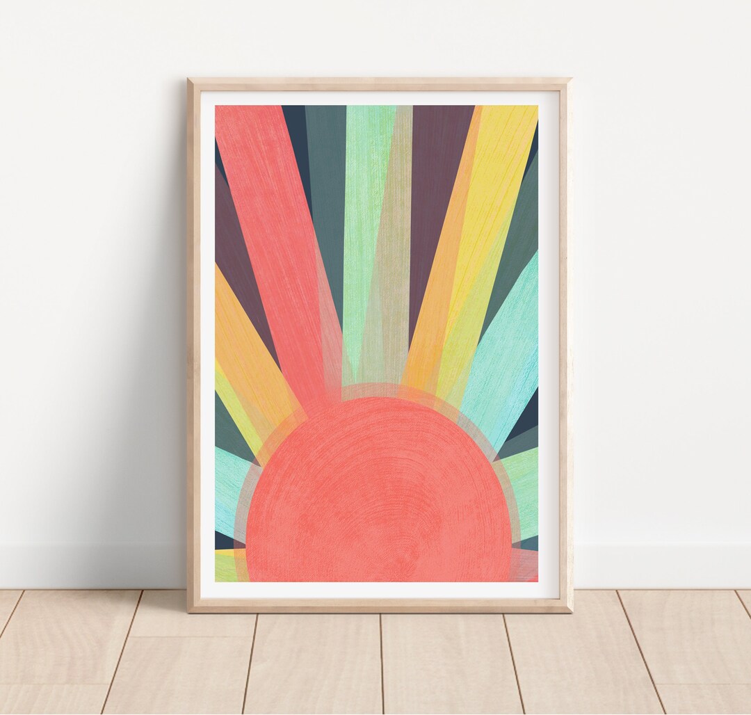 Nursery Sunshine Print, Nursery Printable, Colorful Boho Sun Print, You ...