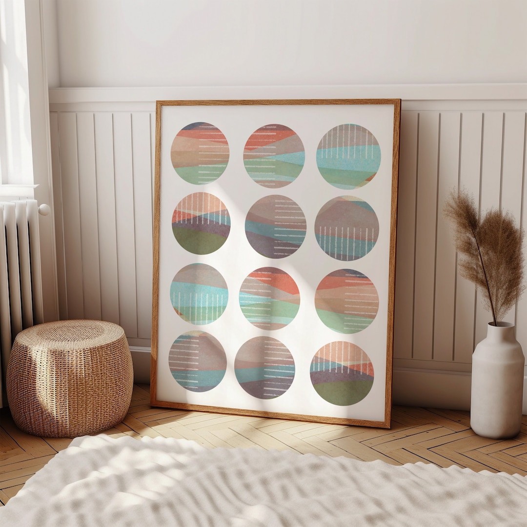 Colorful Circles Poster, Minimalist Boho Circles Art Print, Abstract ...
