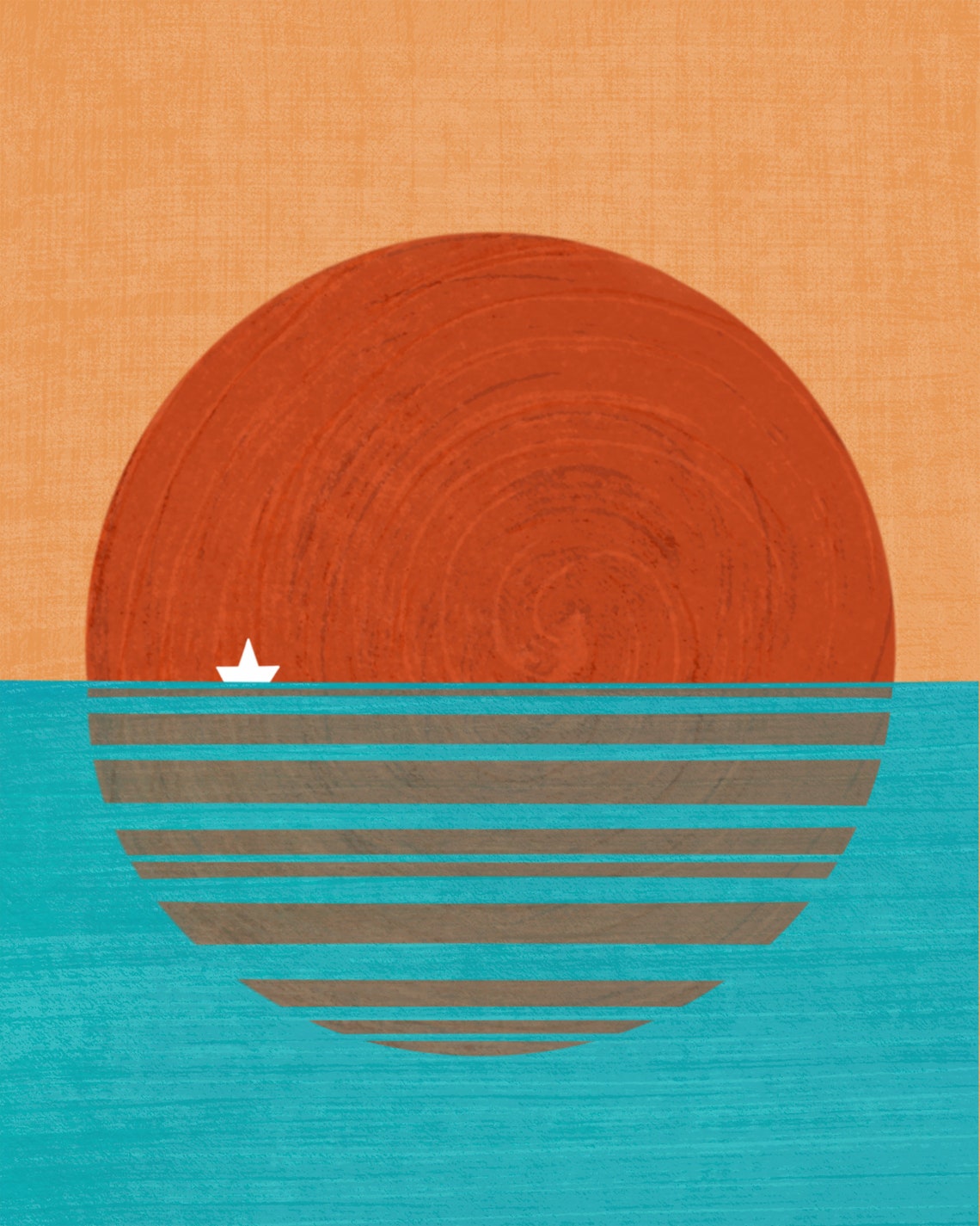 Ocean Sunset Wall Art Boho Sunset Nursery Print Paper Boat - Etsy