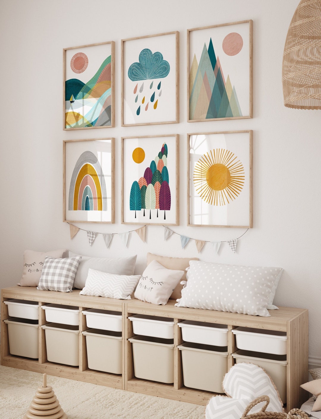 Set of 6 Prints, Kids Room Decor, Nursery Wall Art, Mountain Print ...