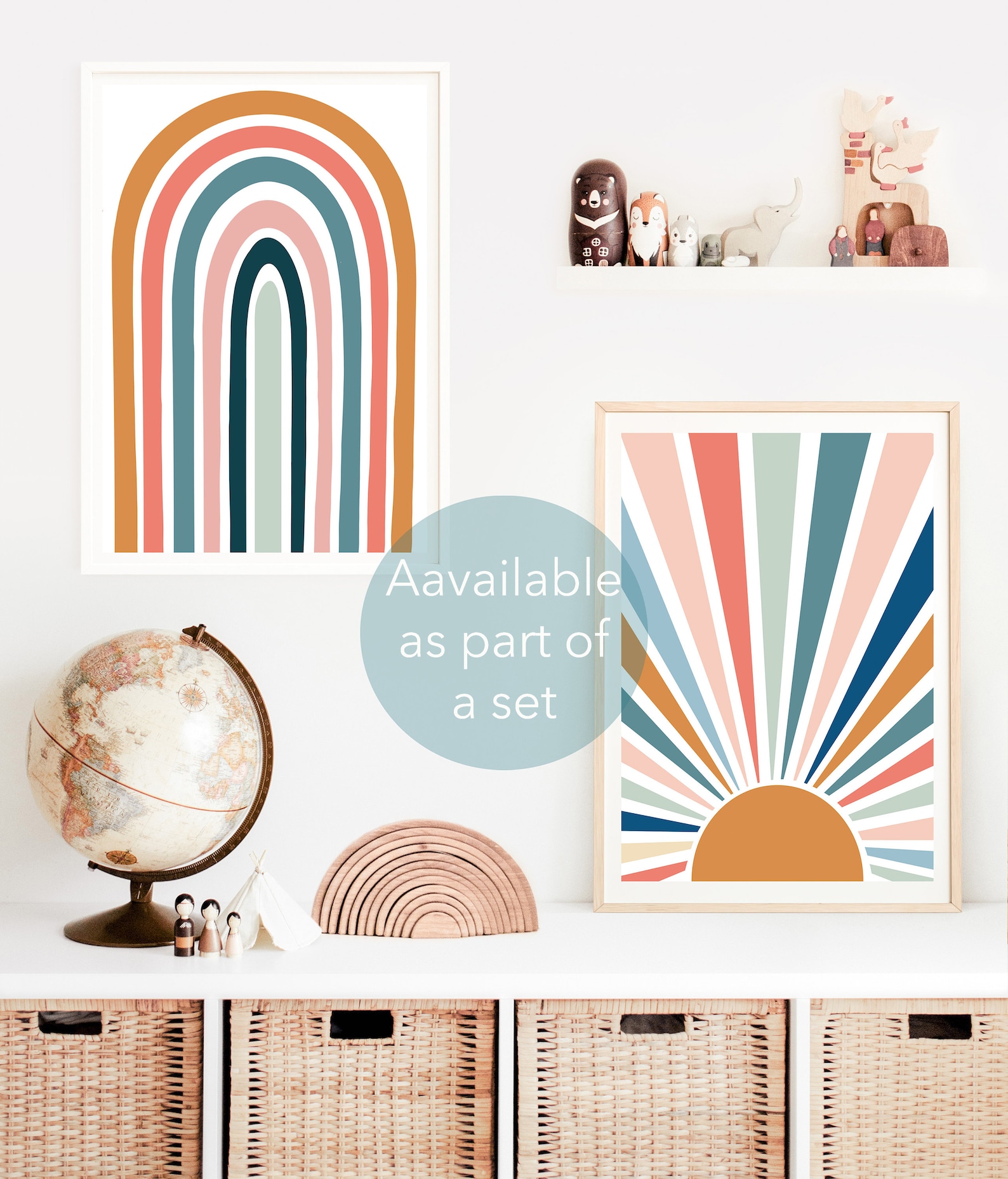 Boho Rainbow Nursery Print Nursery Printable Art Minimalist - Etsy