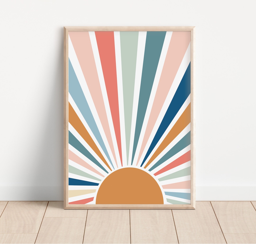 Boho Sunshine Print, Rainbow Print, Nursery Printable, Nordic Nursery ...