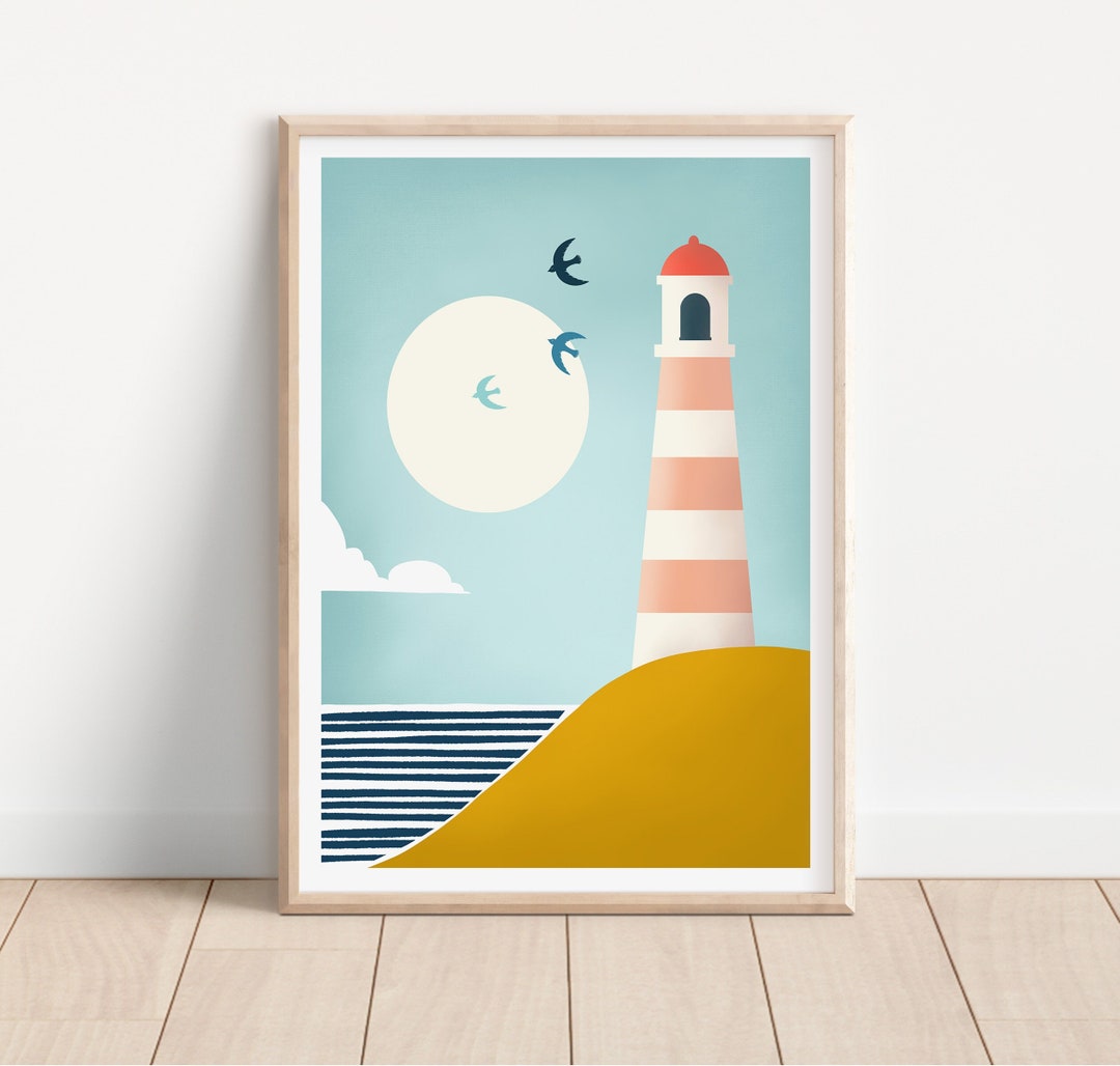 Lighthouse Print, Printable Wall Art, Nautical Decor, Nursery Wall Art ...