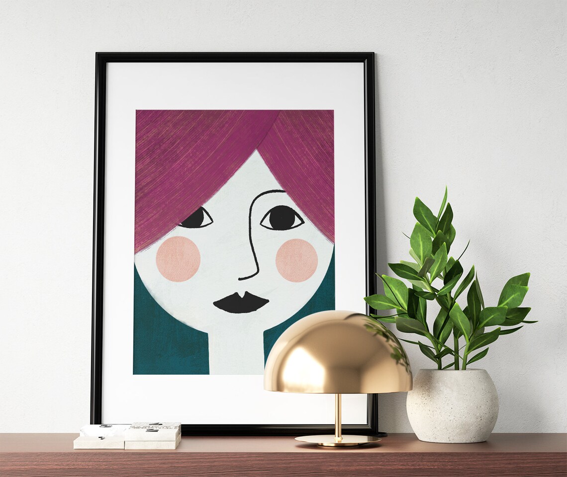 Girl Power Portrait Girl With Red Hair Teen Girl Room | Etsy