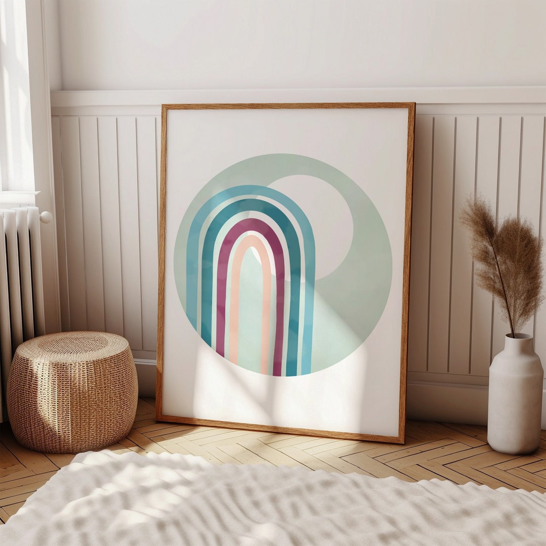 Boho Rainbow Print, Relaxing Mindful Wall Art, Teen Room Decor ...