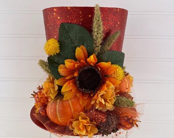 Fall Decor, Top Hat, 7 In. Tall X 7.5 In. Wide, Fall Tree Topper ...