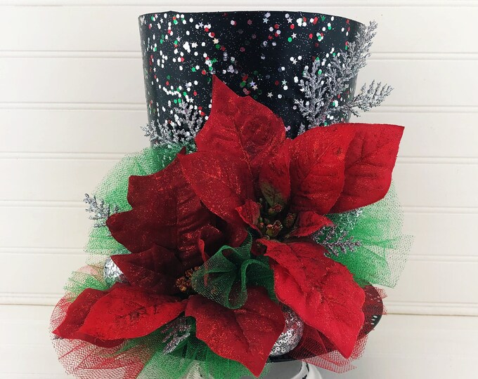 Christmas Decor, Top Hat, 8.5 In. Tall X 9 In. Width, Black Top Hat ...