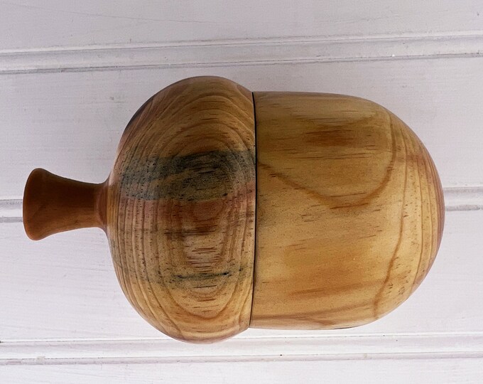 Turned Wood, Acorn - Hand Turned Eldarica Pine Acorn Box, Wood Trinket ...