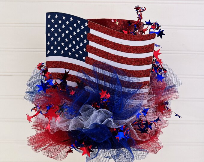 Patriotic Decor, Top Hat Independence Day Decorations, Tree Topper ...