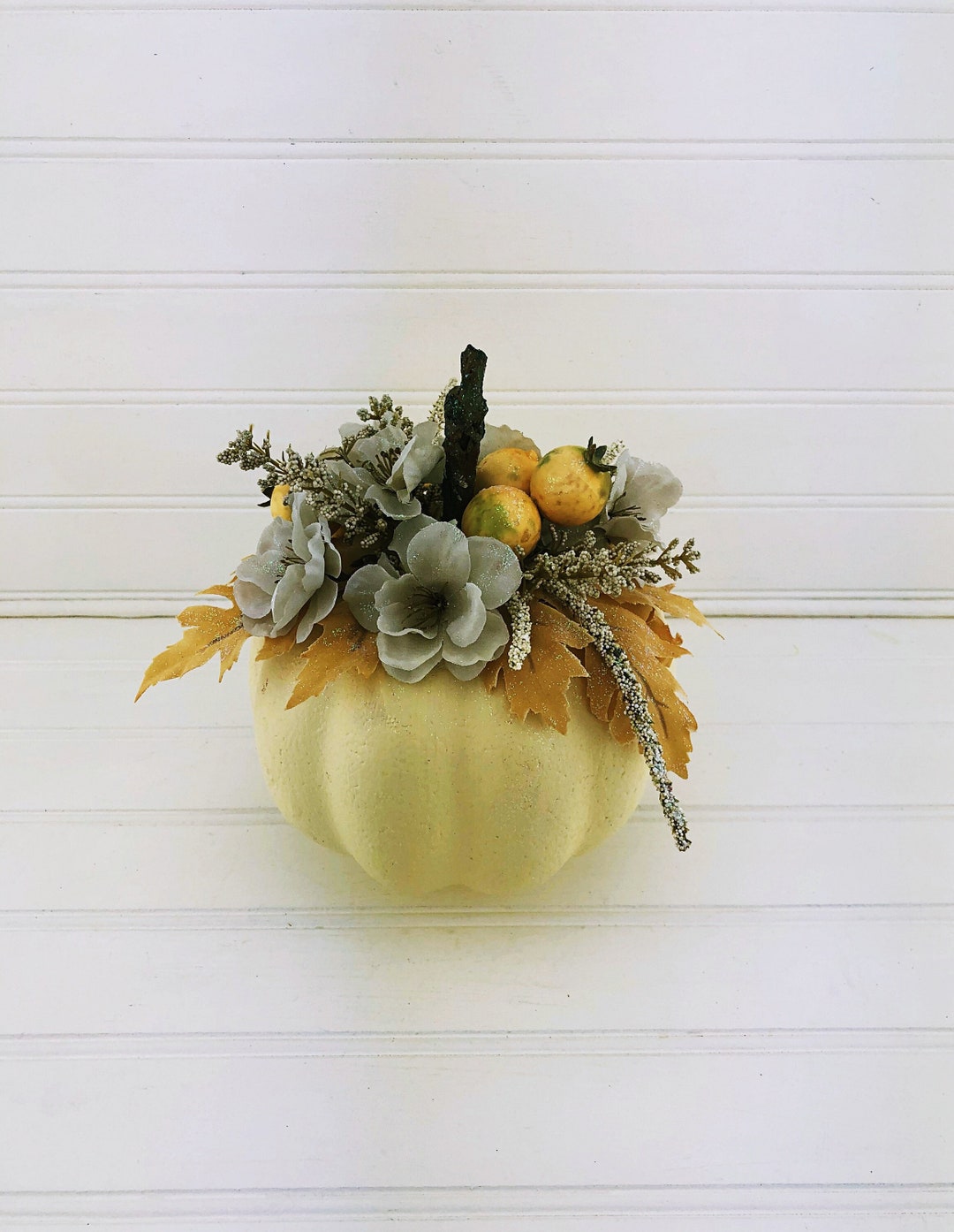 Cream Pumpkin Fall Tree Topper: Autumn Foliage Centerpiece - Etsy