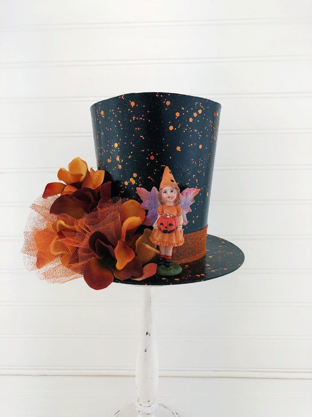 Halloween Top Hat Tree Topper: Black Fairy Autumn Decor - Etsy