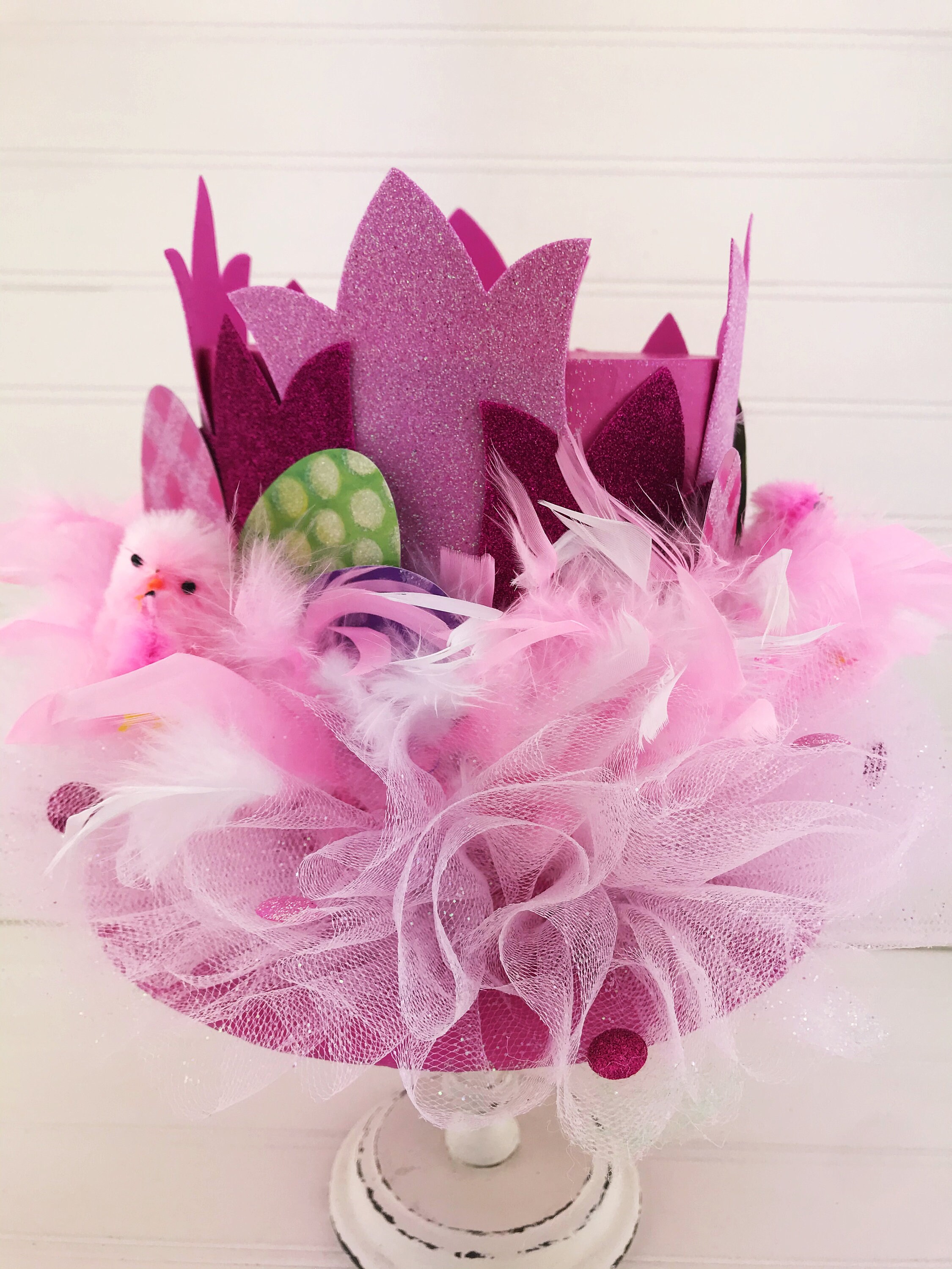 Easter Decor Top Hat Pink Tulip Crown Easter Tree Topper | Etsy