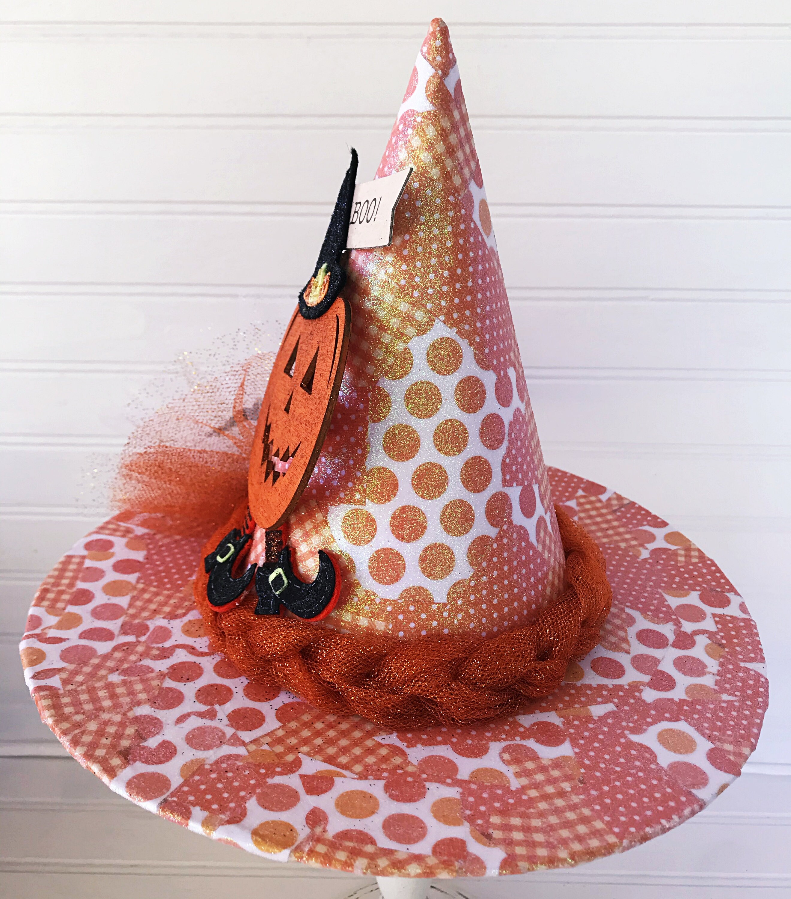 Decoración de Halloween sombrero de bruja grande decoupaged | Etsy