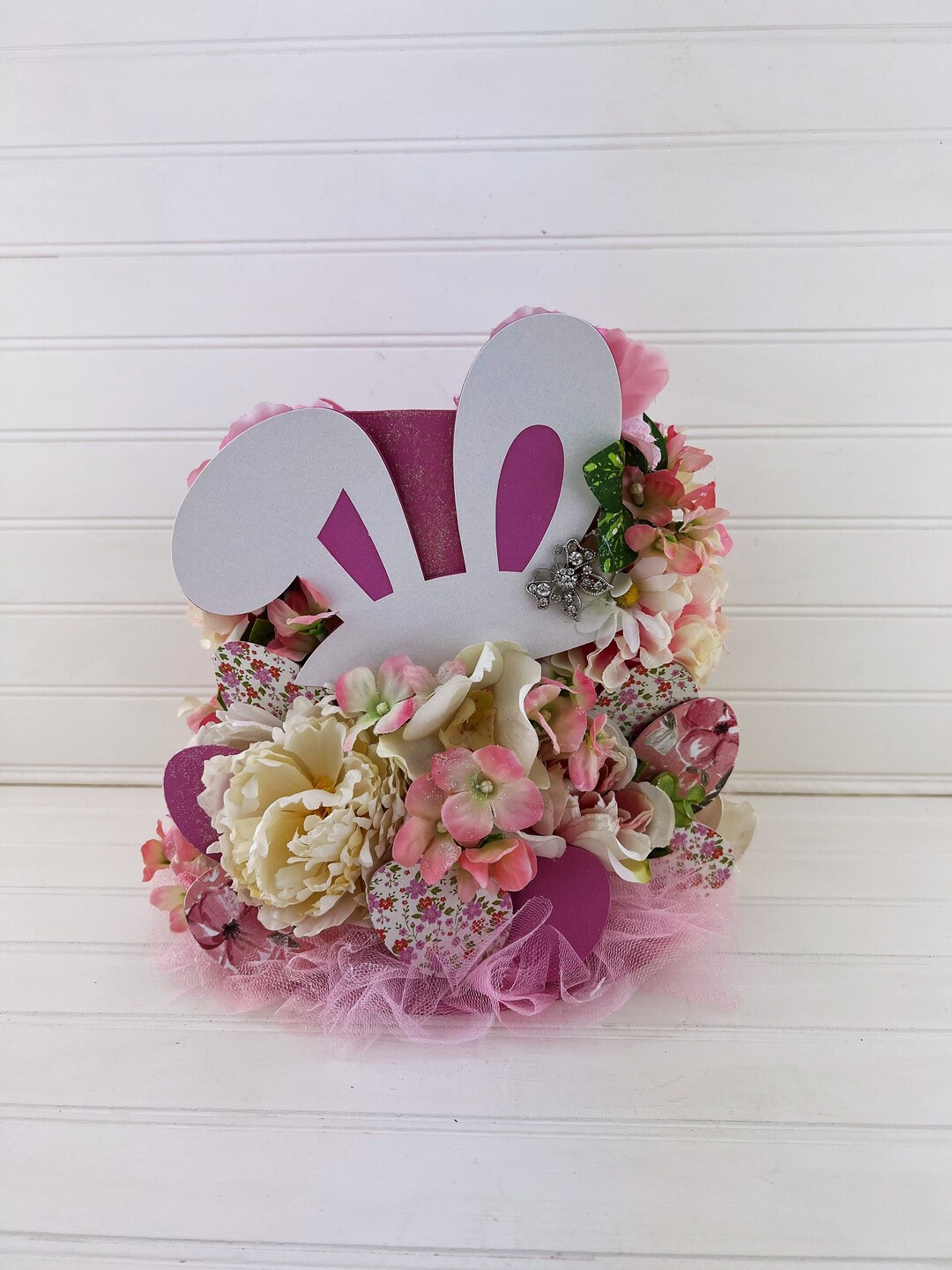 Easter Decor LARGE Top Hat Pink With Bunny Ears & - Etsy