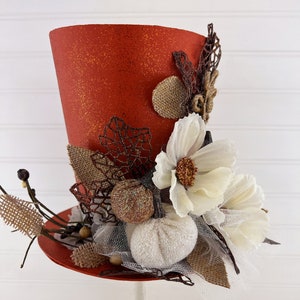 Fall Decor, Top Hat, 7 In. Tall X 7.5 In. Wide, Orange Fall Tree Topper ...
