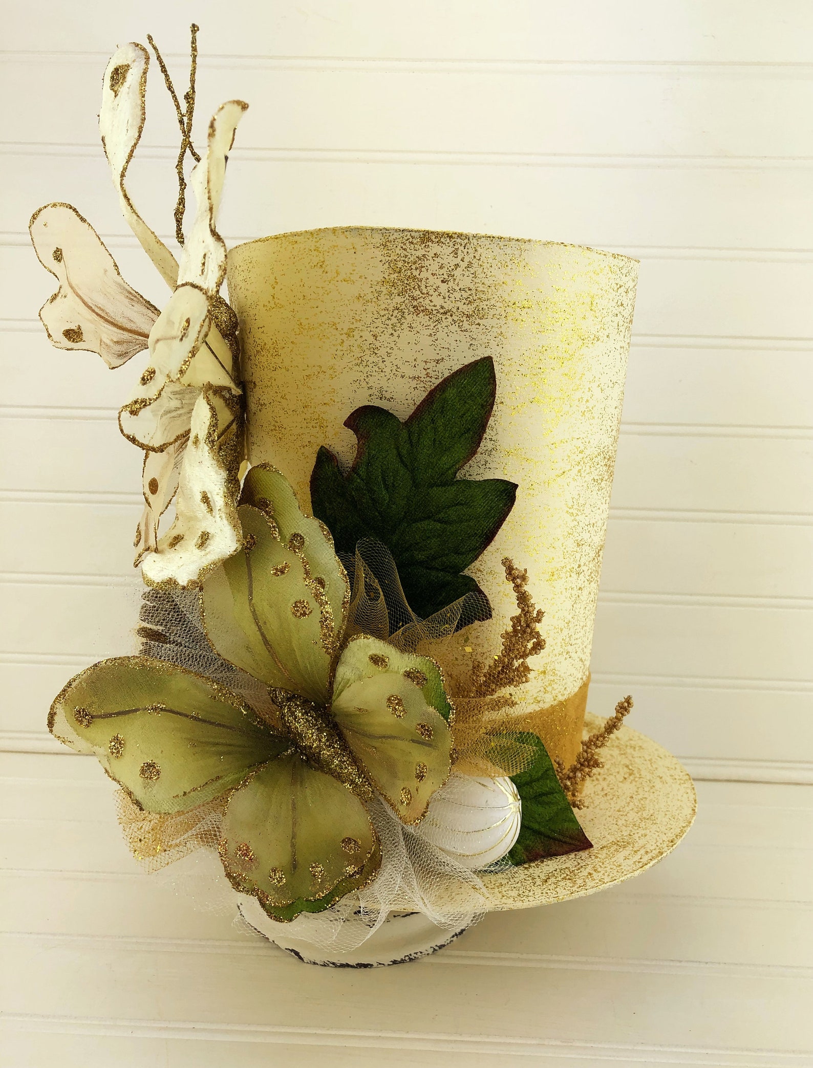 Christmas Decor LARGE Top Hat Tree Topper Cream With - Etsy