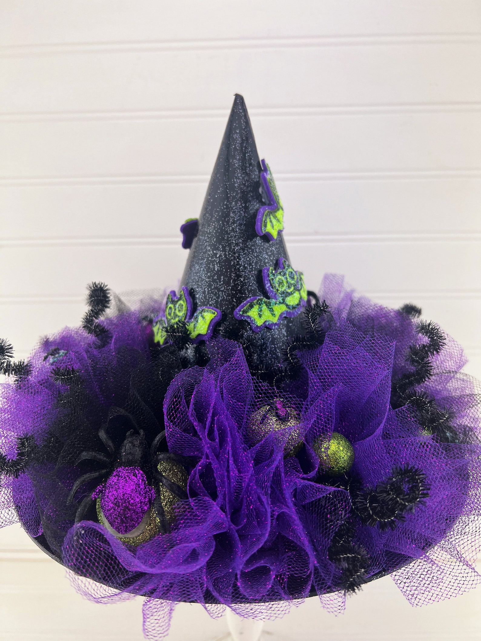 Halloween Decor Witch Hat Bats & Spiders Halloween Tree - Etsy