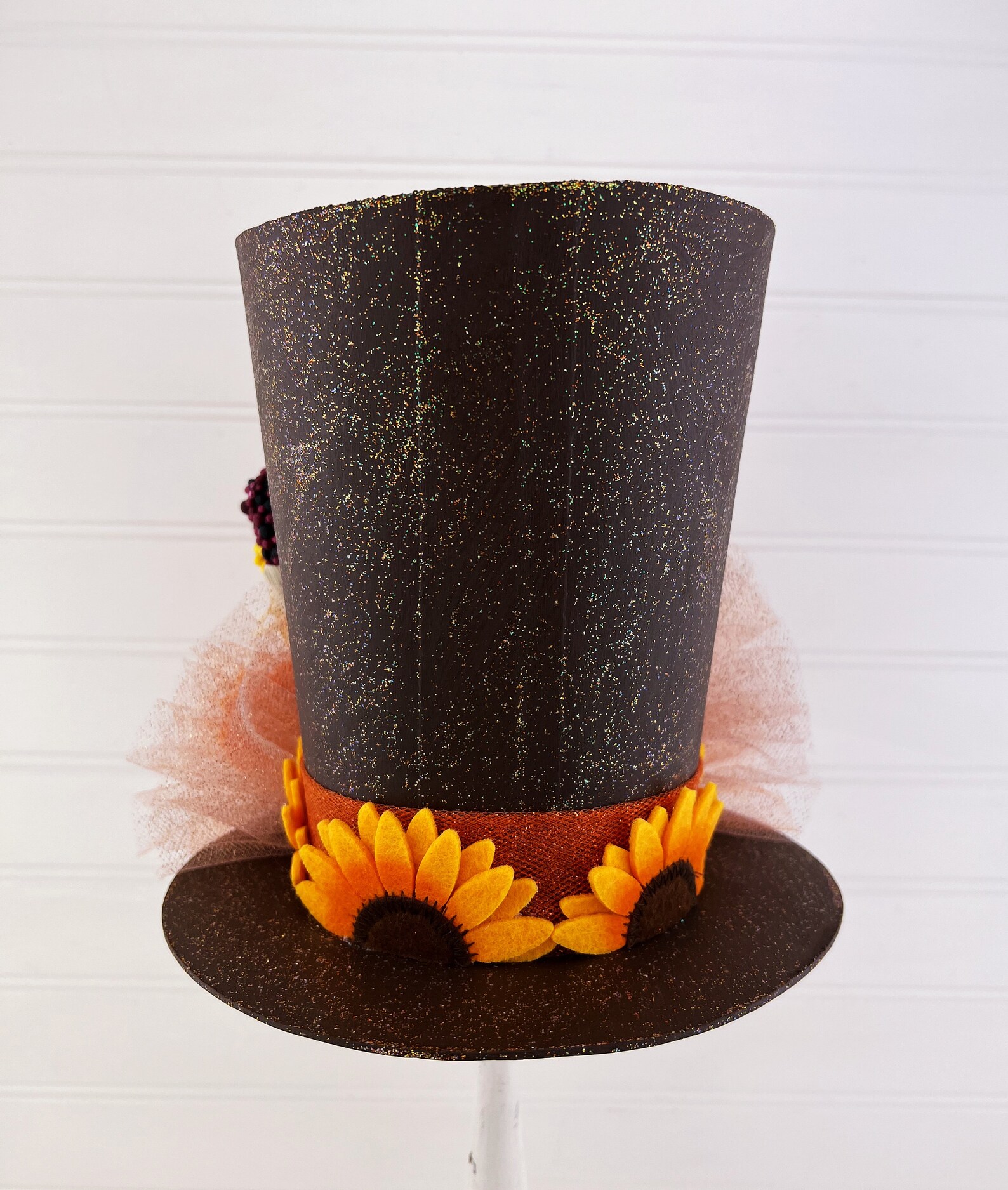 Fall Decor Top Hat Brown With Scarecrow Autumn Tree - Etsy