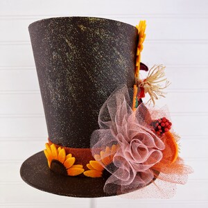 Fall Decor Top Hat Brown With Scarecrow Autumn Tree - Etsy