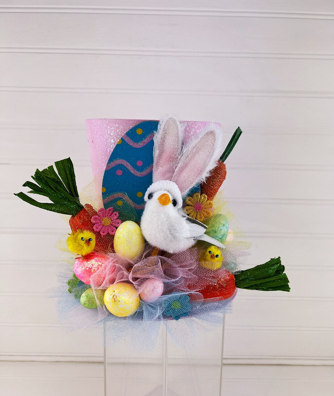 Easter Decor, Pink Top Hat, 7 In. Tall X 7.5 In. Wide, Easter Tree ...