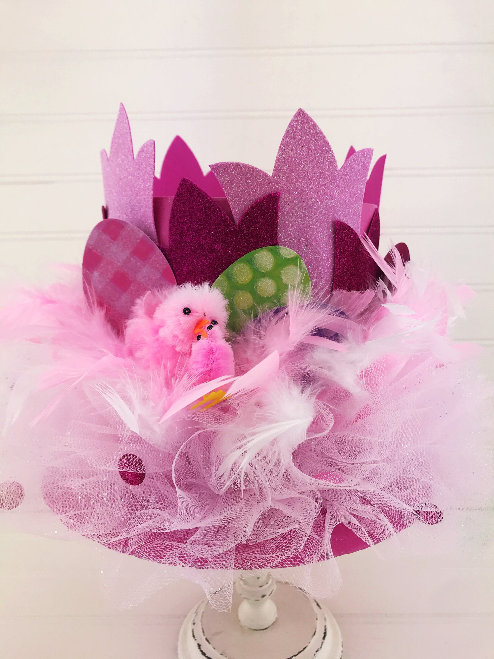 Easter Decor Top Hat Pink Tulip Crown Easter Tree Topper - Etsy