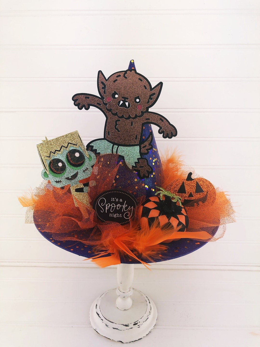 Halloween Witch Hat Decor: Frankenstein, Werewolf Tree Topper - Etsy