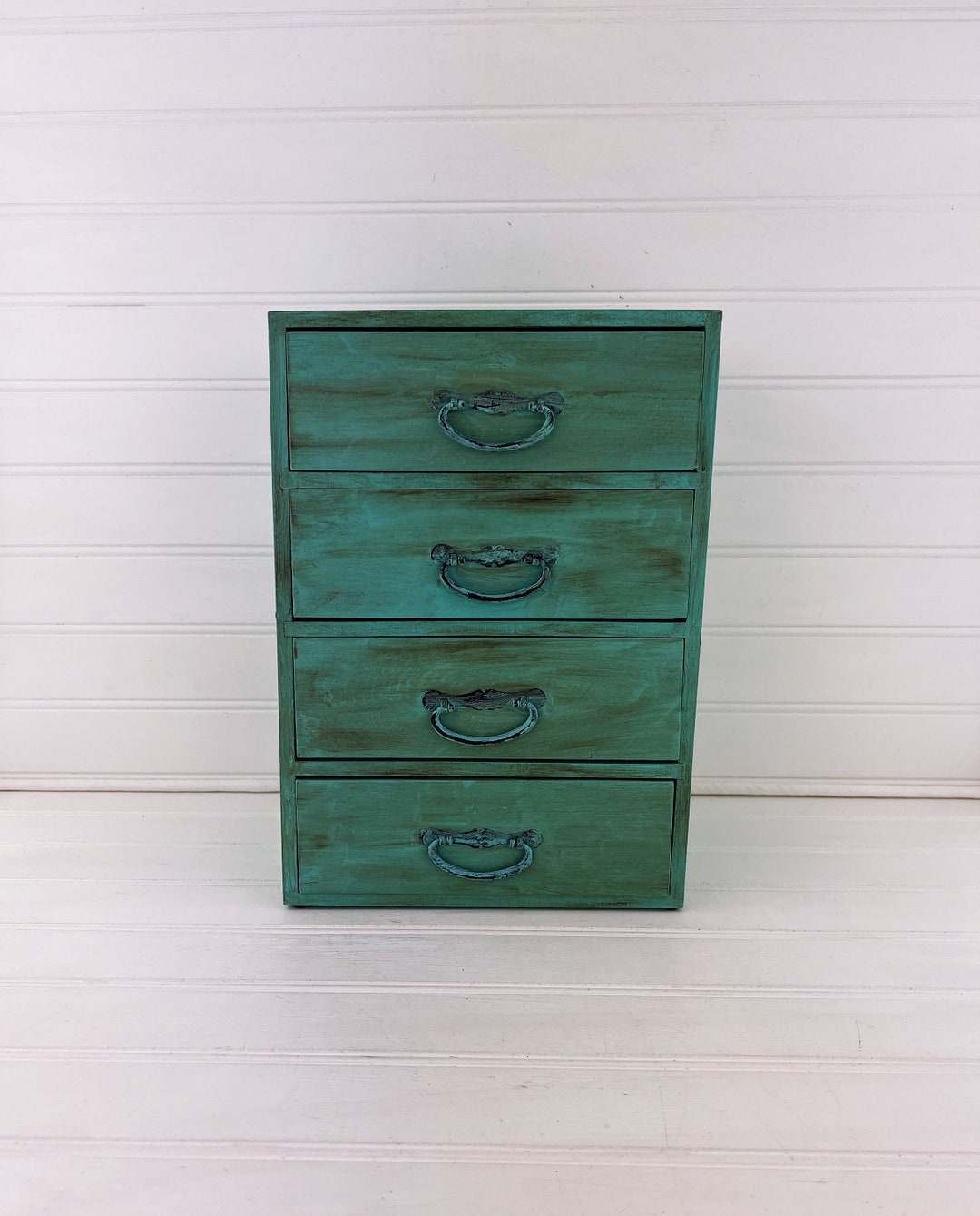 Jewelry/craft Storage Box With Four Drawers - Antiqued/distressed ...