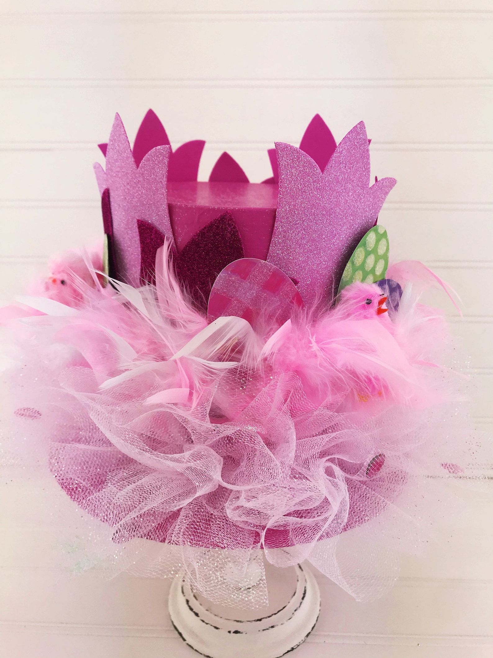 Easter Decor Top Hat Pink Tulip Crown Easter Tree Topper | Etsy