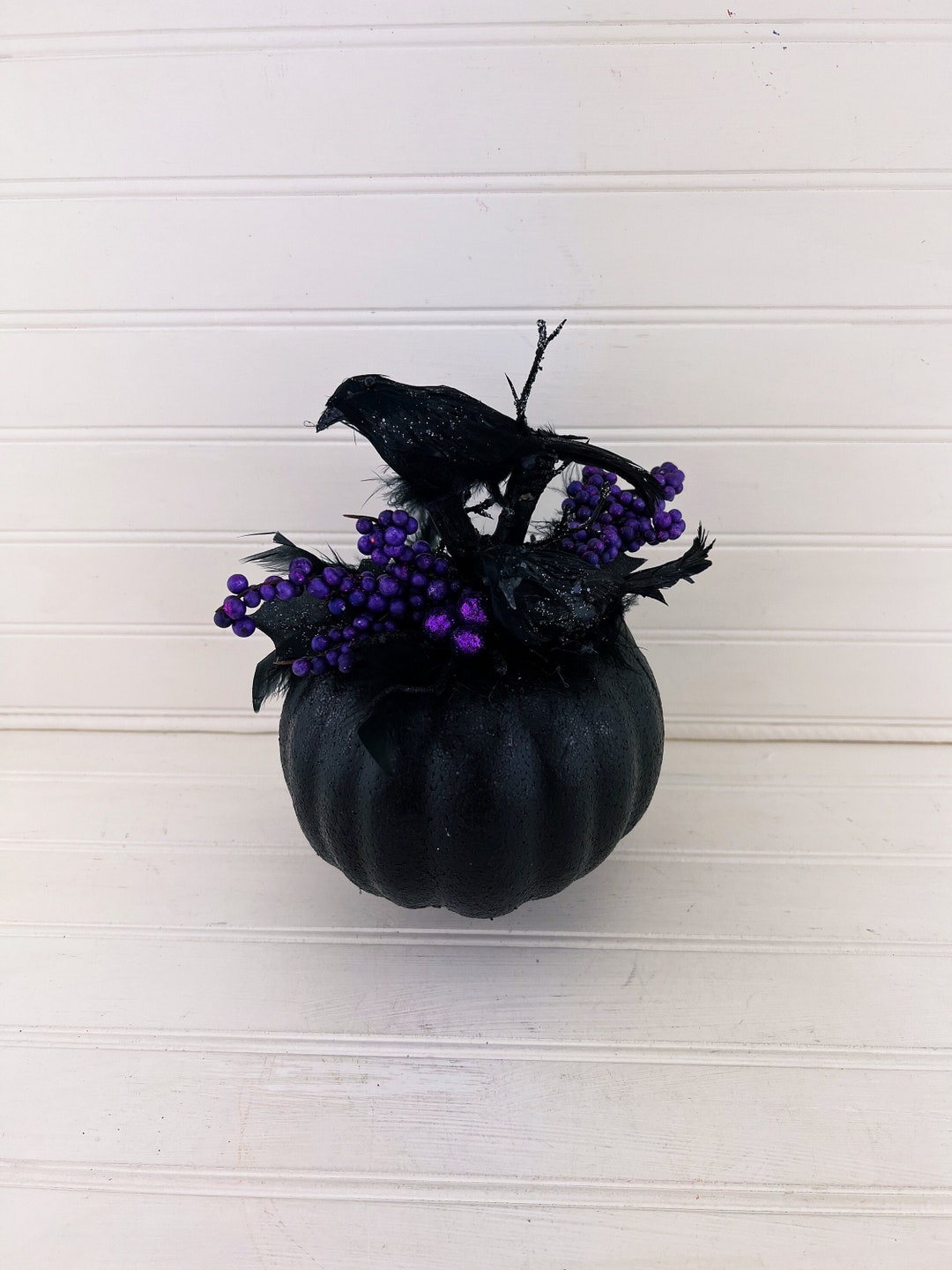 Halloween Decor, Pumpkin Tree Topper, Crow Ornaments, Black Halloween ...