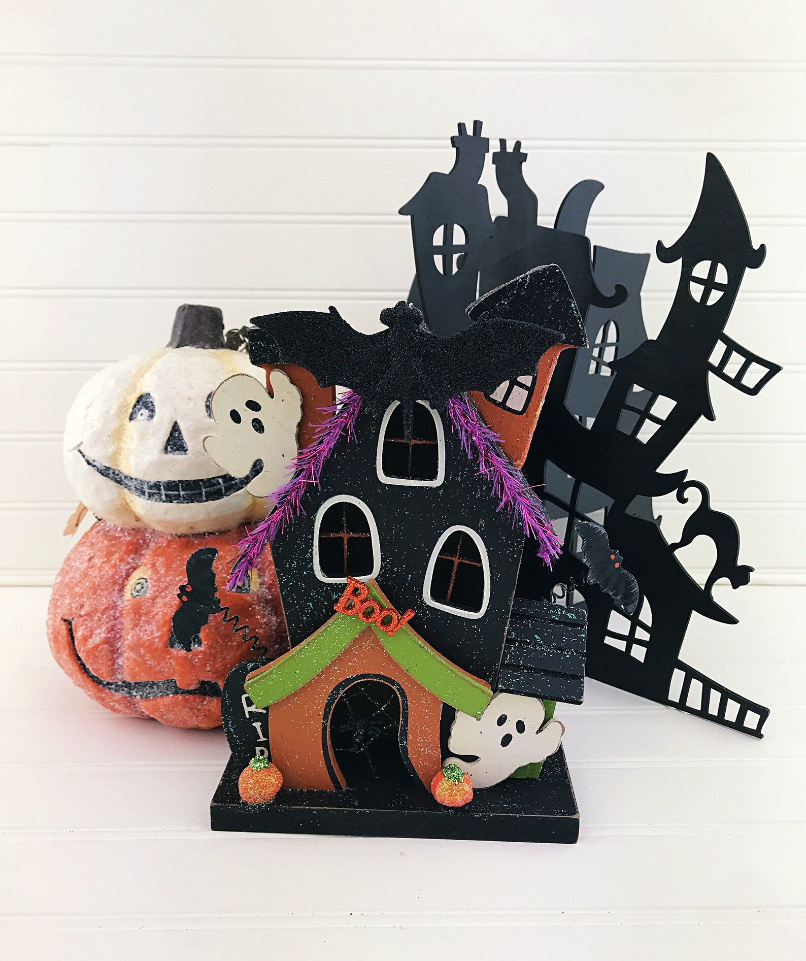 Halloween Decor Haunted House With Ghosts Bats & Pumpkins - Etsy