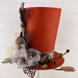 Fall Decor, Top Hat, 7 In. Tall X 7.5 In. Wide, Orange Fall Tree Topper ...