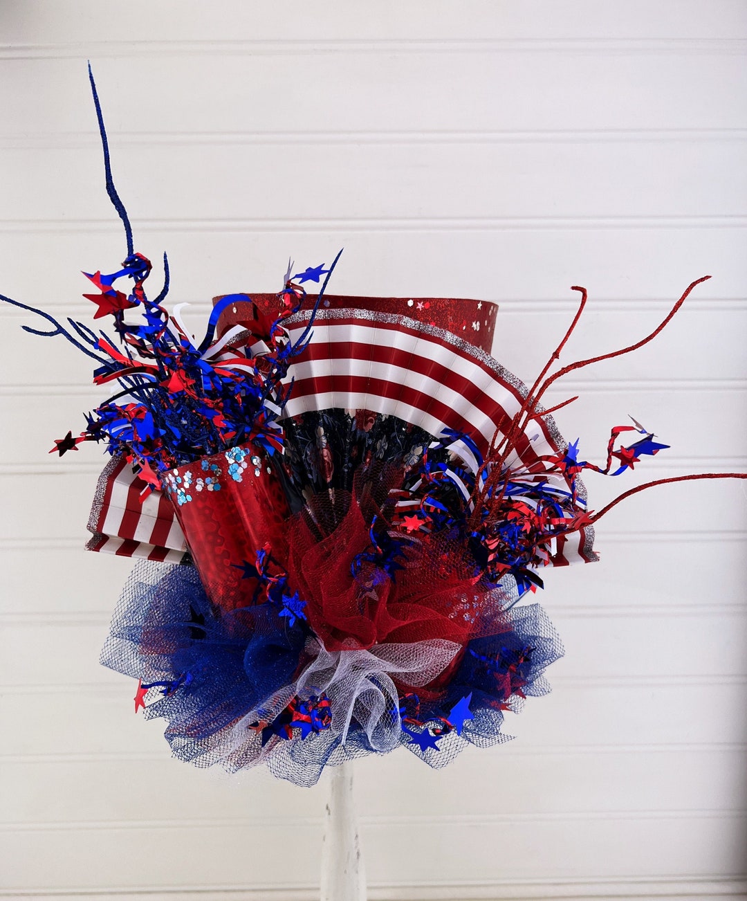 Patriotic Decor, Top Hat Independence Day Decorations, Tree Topper ...