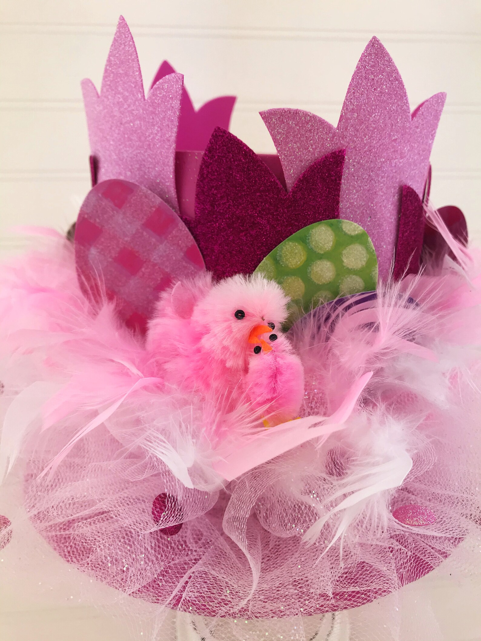 Easter Decor Top Hat Pink Tulip Crown Easter Tree Topper - Etsy