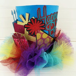 Birthday Party Decor, Happy Birthday Top Hat Birthday Tree Topper ...