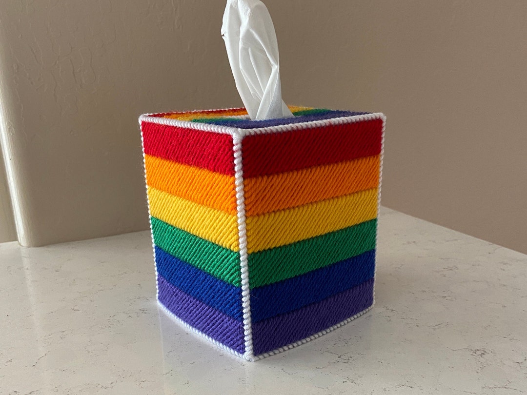 Rainbow Tissue Box Cover - Etsy