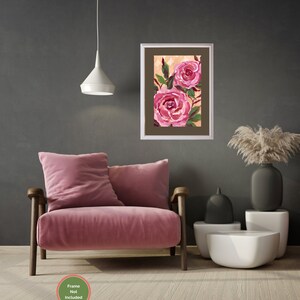 Pink Roses Printable Painting for Wall Art, Home Decor, Poster, Cards ...