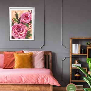 Pink Roses Printable Painting for Wall Art, Home Decor, Poster, Cards ...