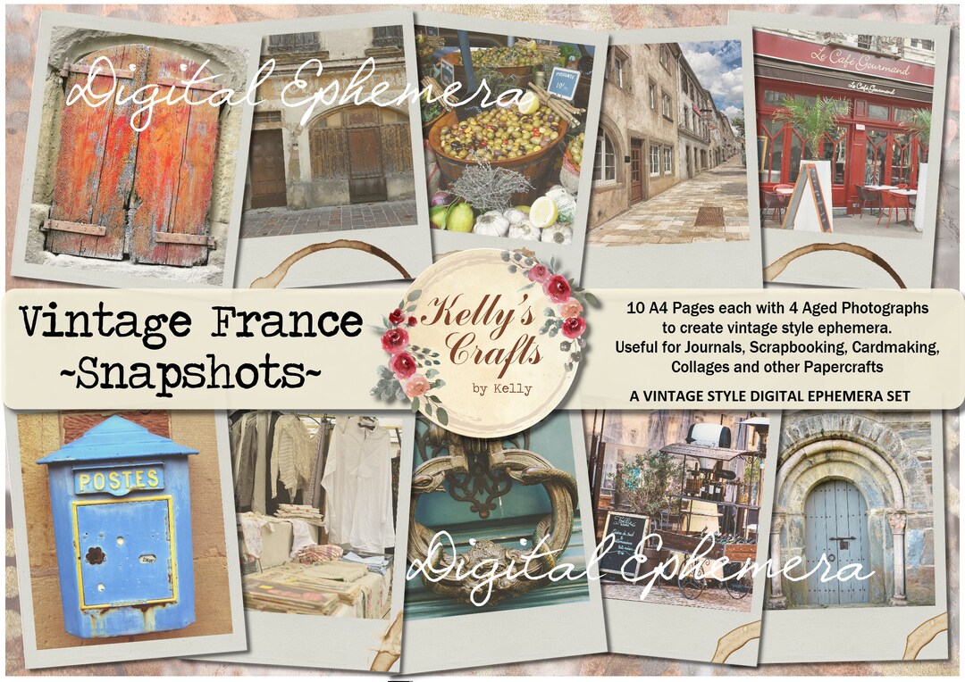 40 Vintage French Snapshots: Printable Ephemera for Scrapbooking ...