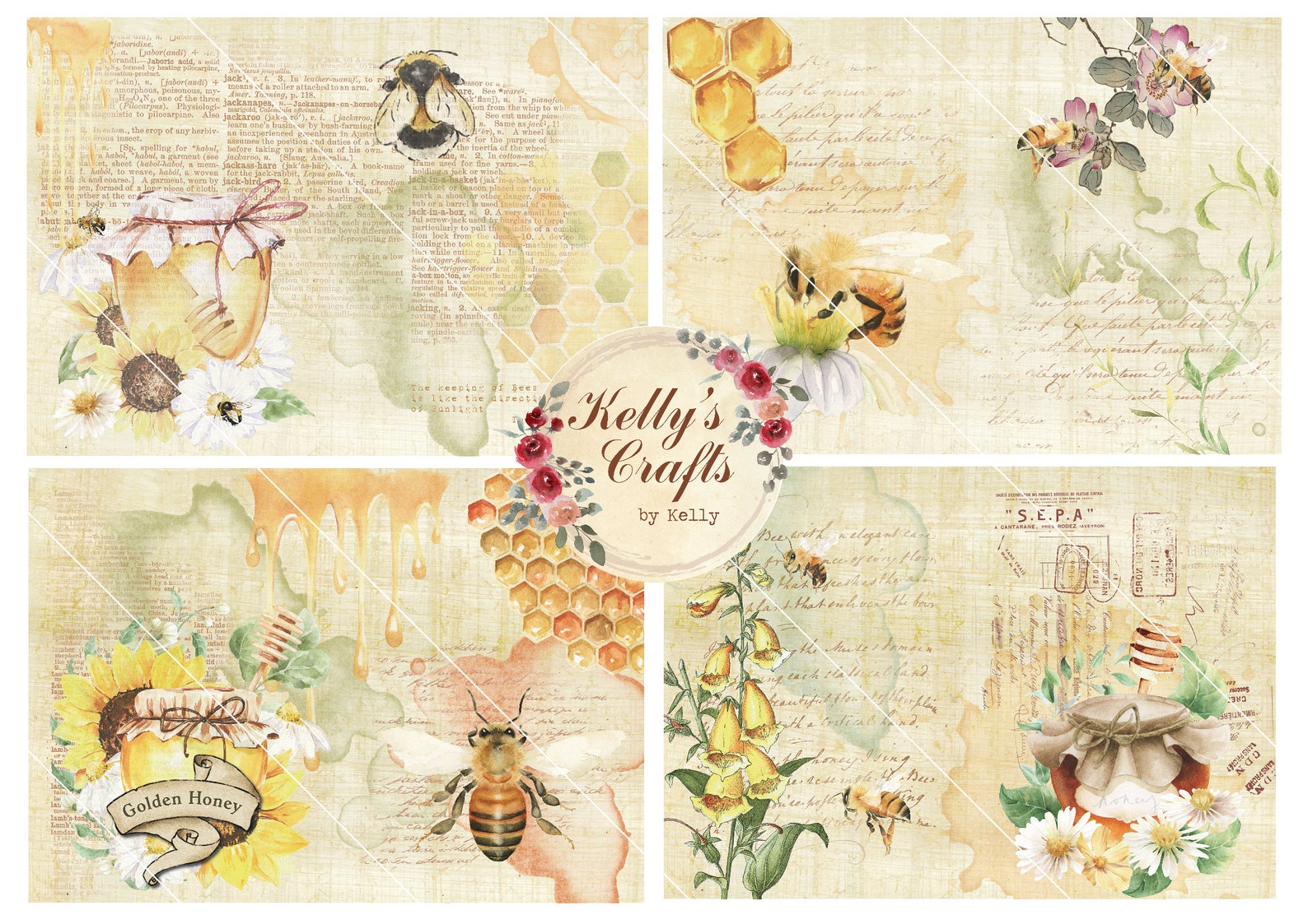 The Honey Bees Printable Journal Kit Bee Junk Journal Kit | Etsy UK