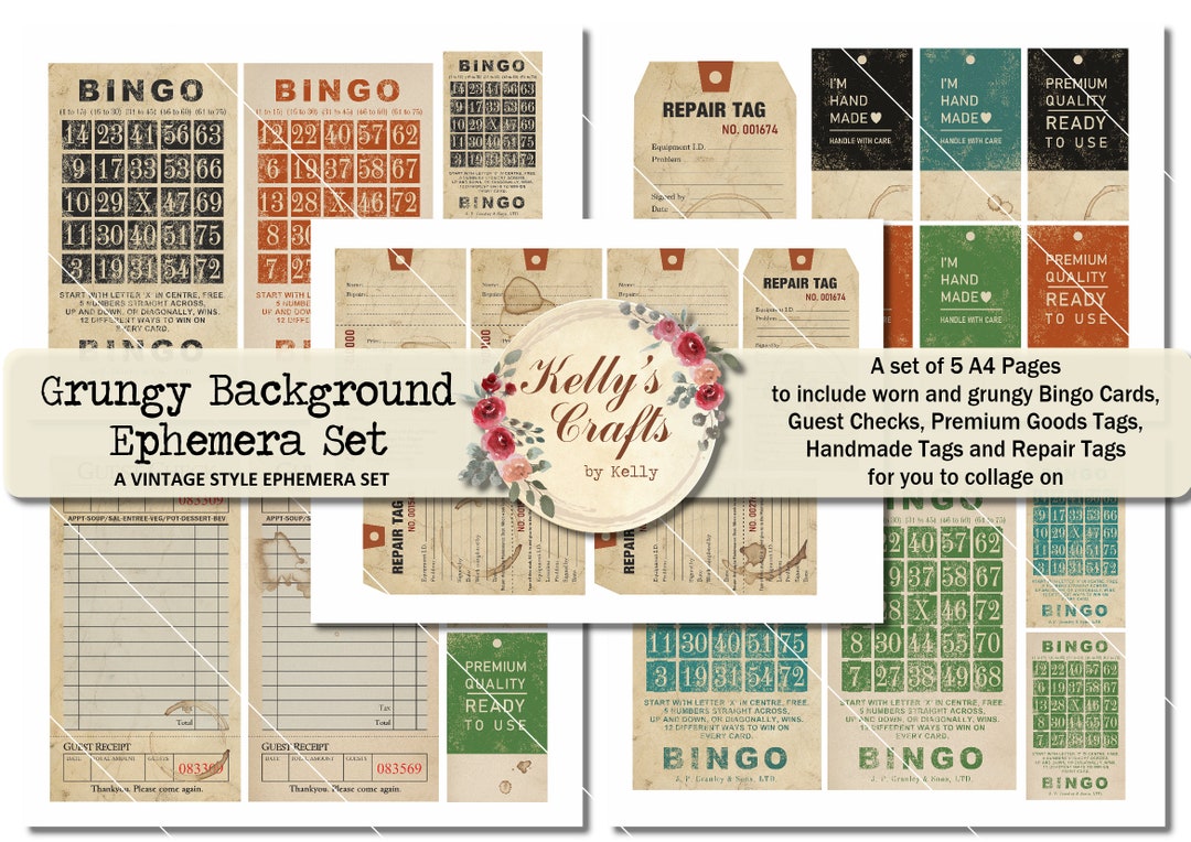 Digital Journal Ephemera, Bingo Cards, Guest Checks, Premium Goods Tags ...