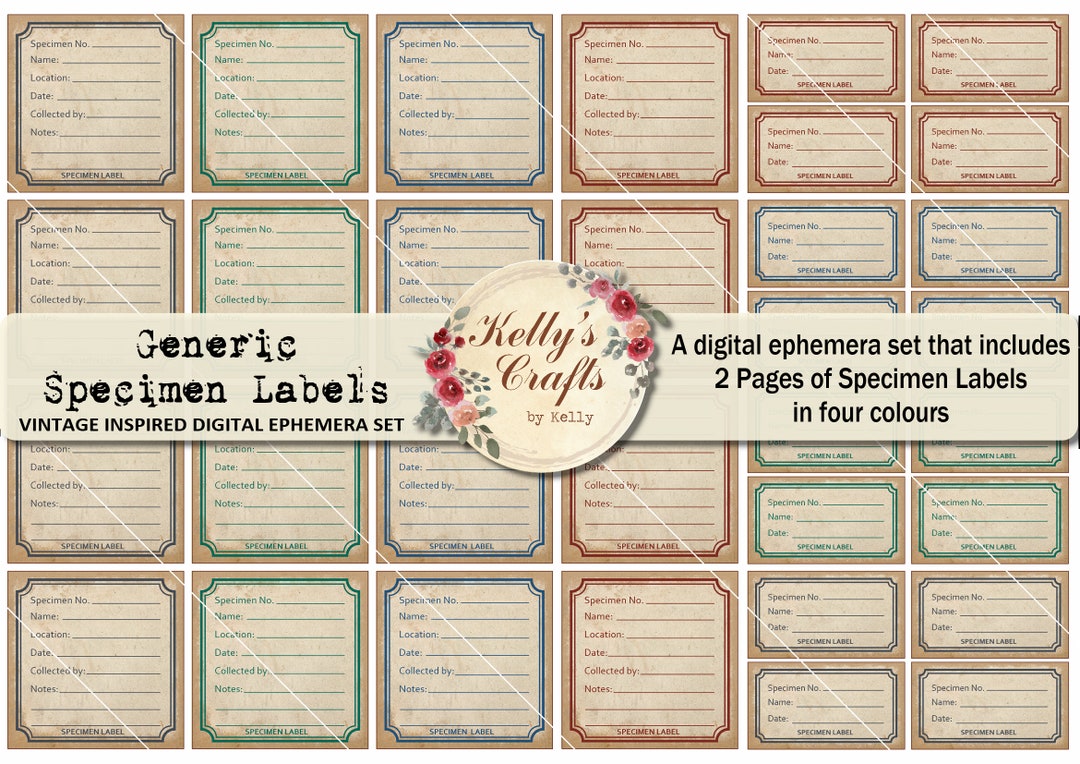 Generic Specimen Cards and Labels, Nature Specimen Cards/labels - Etsy