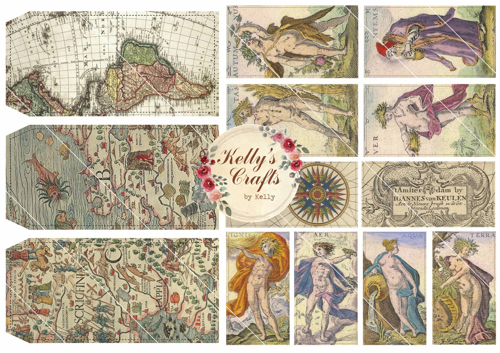 Medieval Maps Tags Elements and Embellishments to Create a - Etsy